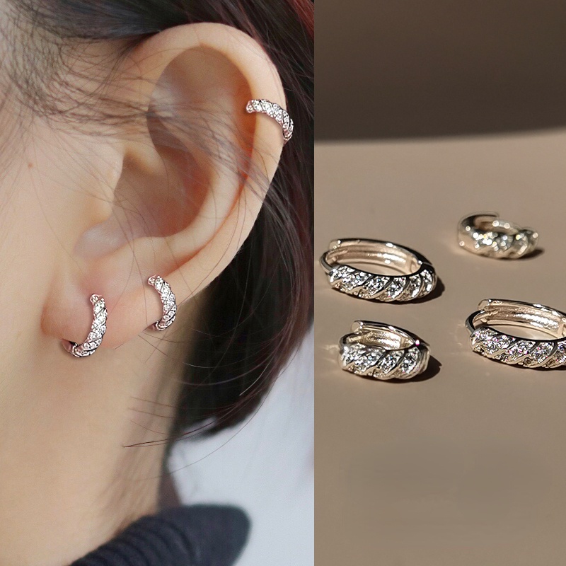 925 Silver Needle Fashion Simple Ear Bone Ring Earrings Earrings Ear ...