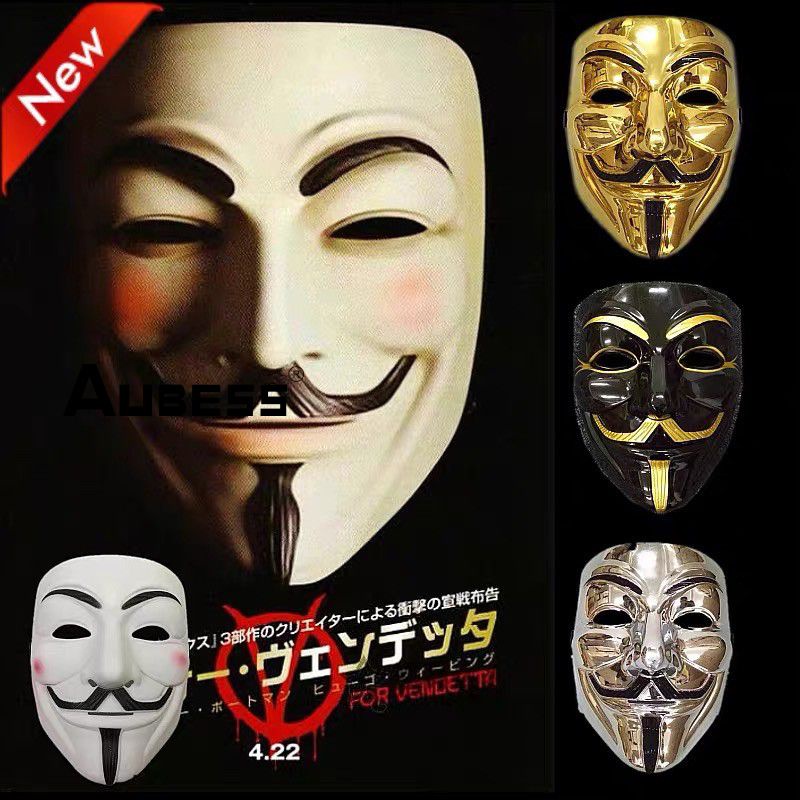 V for Vendetta Mask Fancy Dress Anonymous Hacker Halloween Props 8 ...