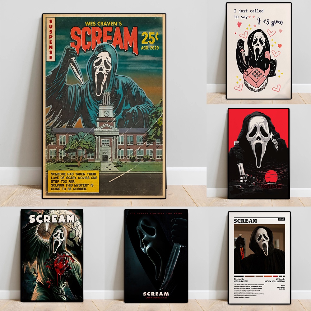 Retro Scream Ghost Calling Movie Poster Funny Comic Horror Character ...