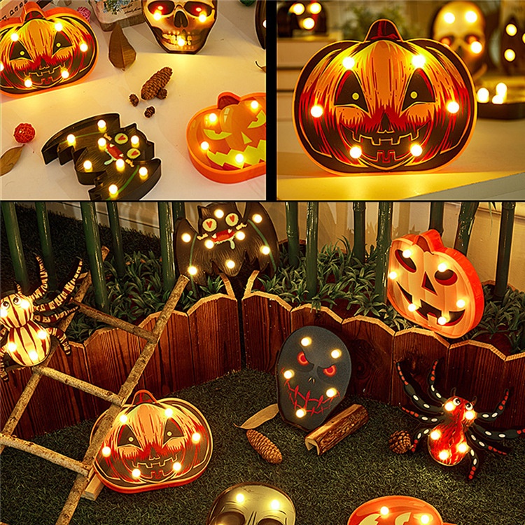 LED Light Halloween Creative Skull Pumpkin Light Indoor Window ...