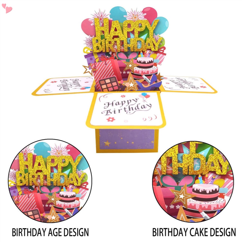 Happy Birthday Pop Up Card, Creative 3D Birthday Card with Classic ...