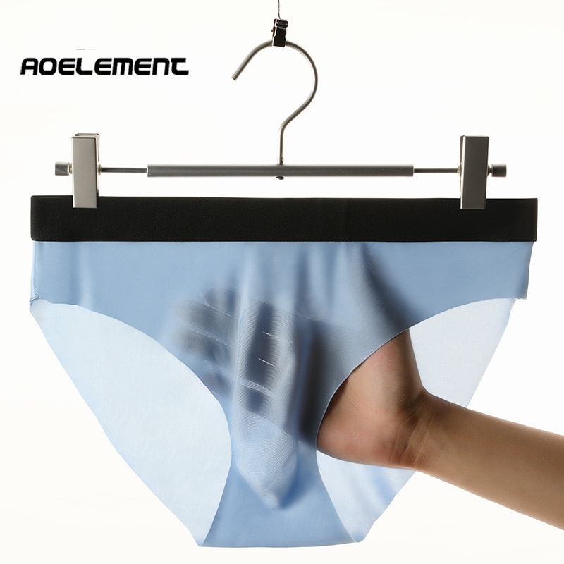 Men Underwear Men Ice Silk Seamless Breathable Ultra-Thin Briefs Summer ...