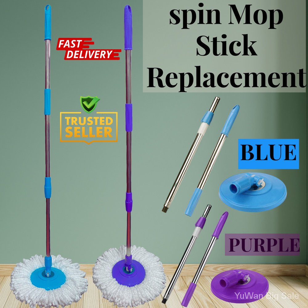 SPIN MOP HANDLE REPLACEMENT POLE STICK & MICROFIBER MOP REFILL HEADS ...