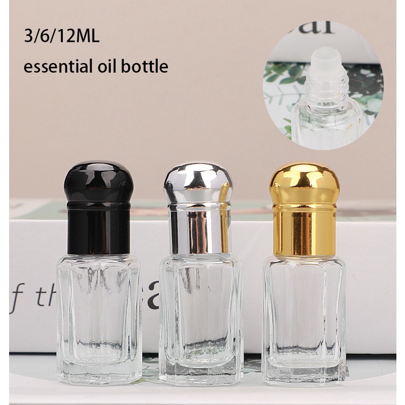 3ml 6ml 12ml Clear Glass Essential Oil Travel Bottles Empty Roll On Refillable Perfume Bottle ...