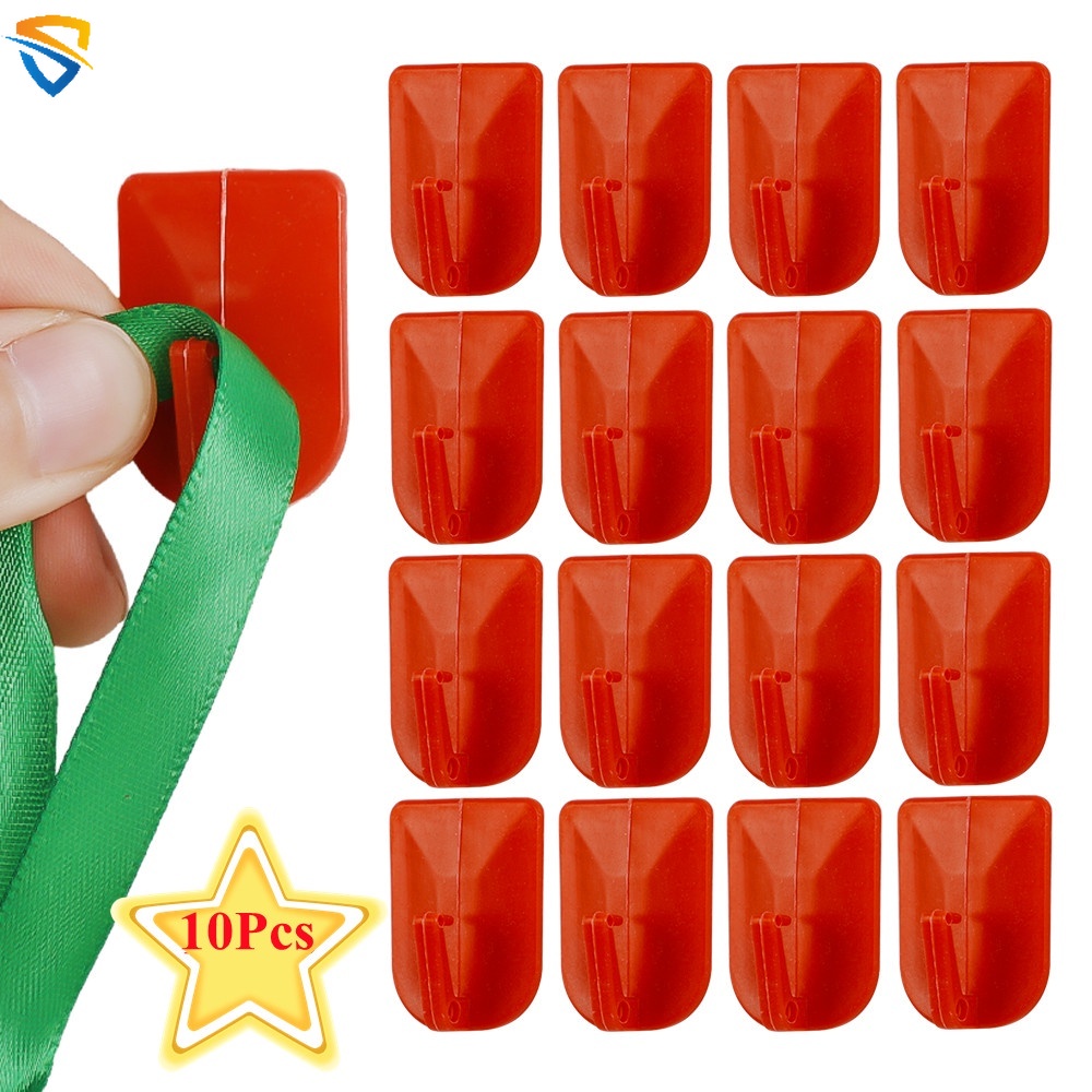 10Pcs Creative Mini Self Adhesive Red Wall Hooks Strong Hangers Kitchen ...