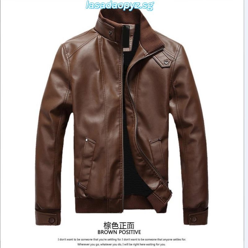 Motorcycle Black Leather Jacket Men Leather Jackets | Shopee Singapore