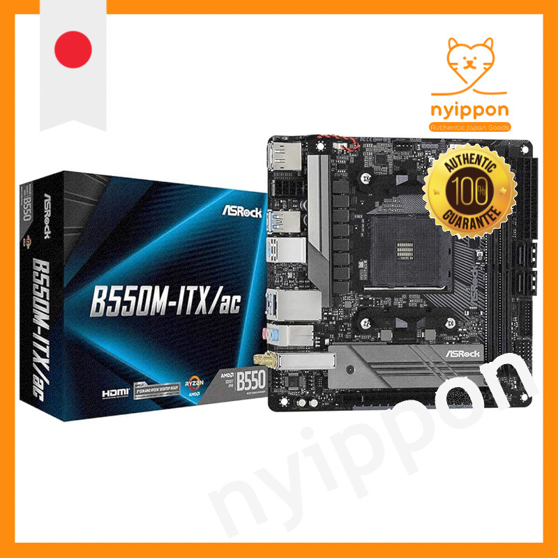 ASRock B550M-ITX/ac Mini-ITX Motherboard Compatible with AMD Ryzen 5000 ...