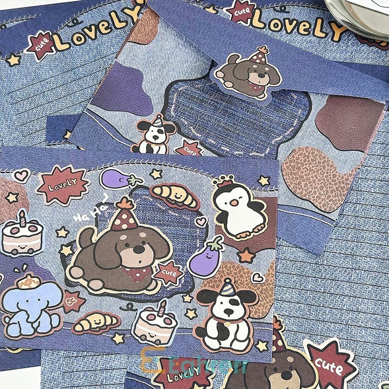 Cute Cartoon Denim Envelope Set Cowboy Letterhead Happy Eid Mubarak ...
