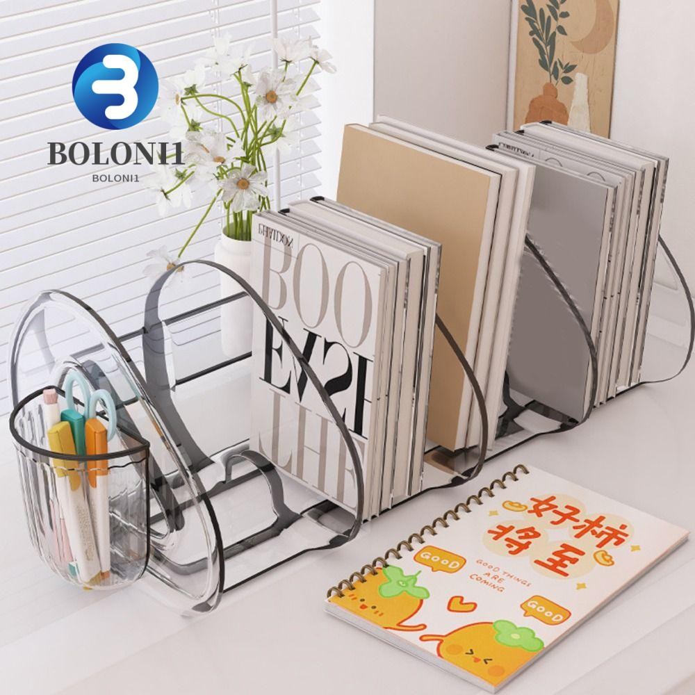 BO Divided Book Stand, Save Space Plastic Desktop Book Stand, Simple ...