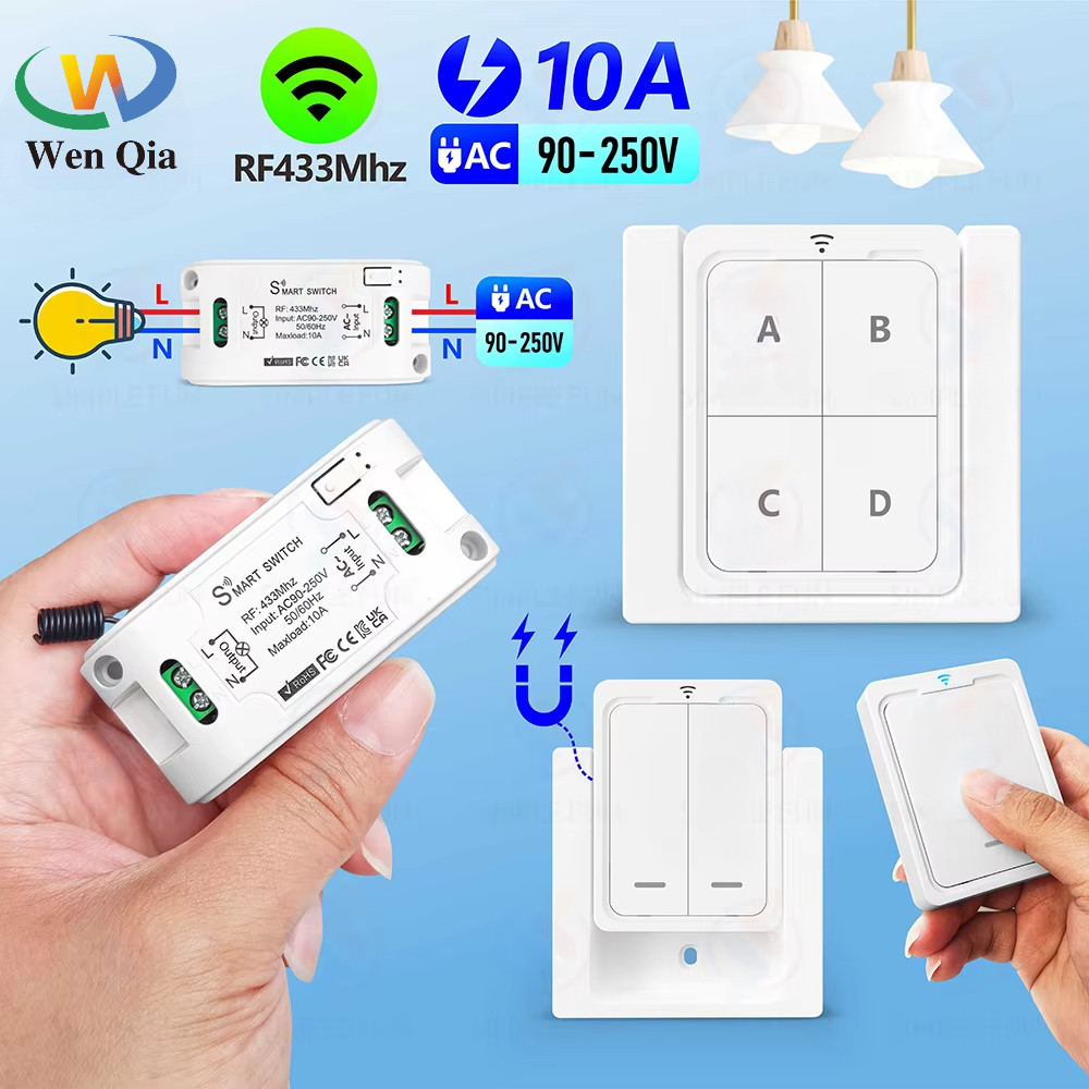 433MHz Wireless Remote Control Light Switch 220V,Wireless Push Button ...