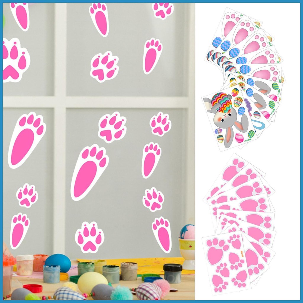 Easter Bunny Footprints Stickers Easter Bunny Decor 9 Sheets Rabbit ...