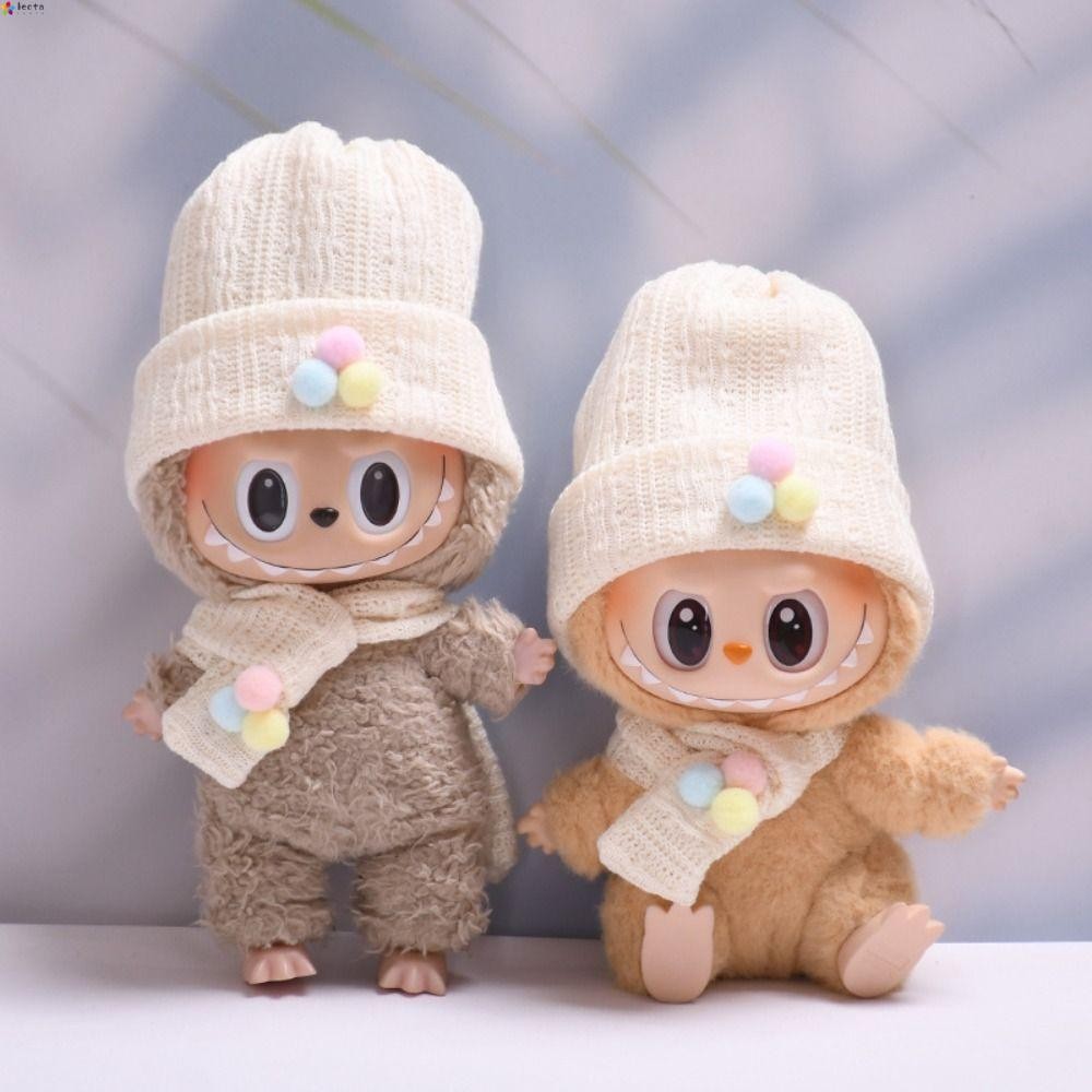 LEOTA Sitting Labubu Time Clothes, Scarf Colorful Ball Labubu Doll's ...