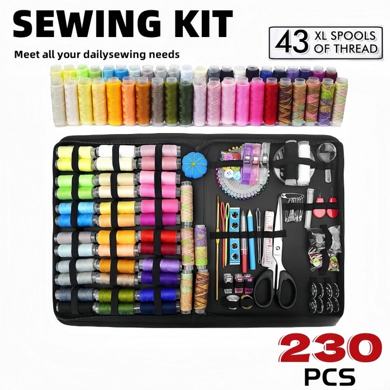 230PCS Complete Sewing Kit Multi-Function Sewing Box Set Home Travel ...