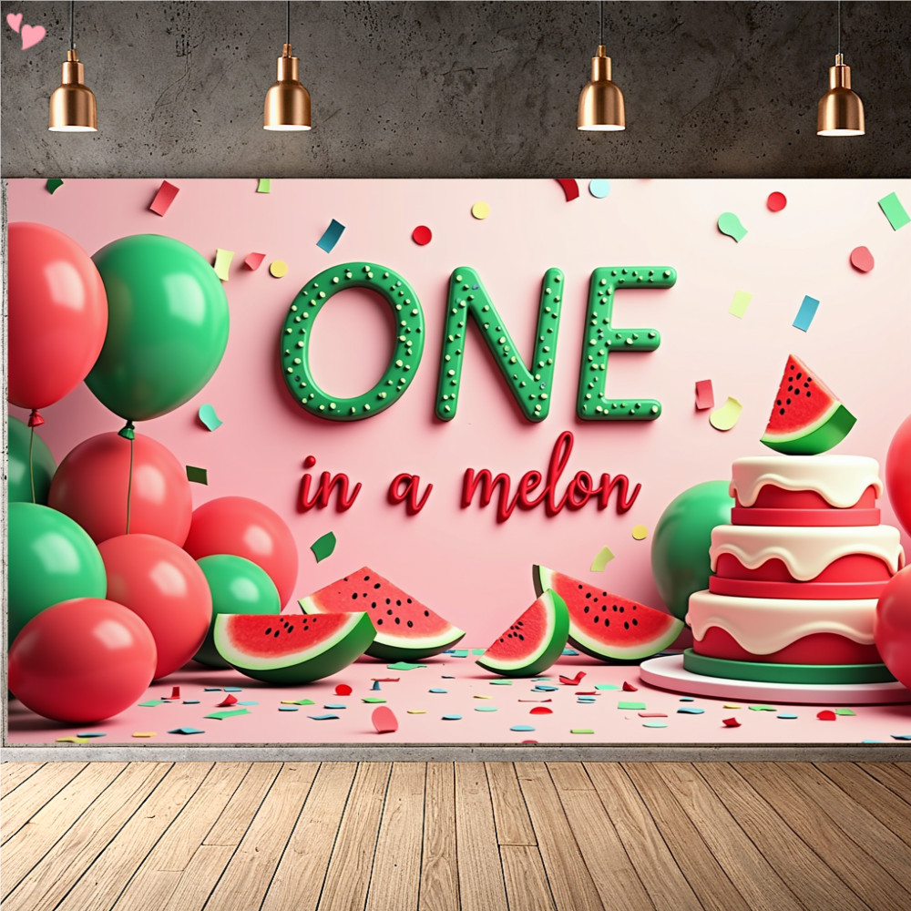 One in a Melon Watermelon Backdrop for Kids Girls 1st Birthday Party ...