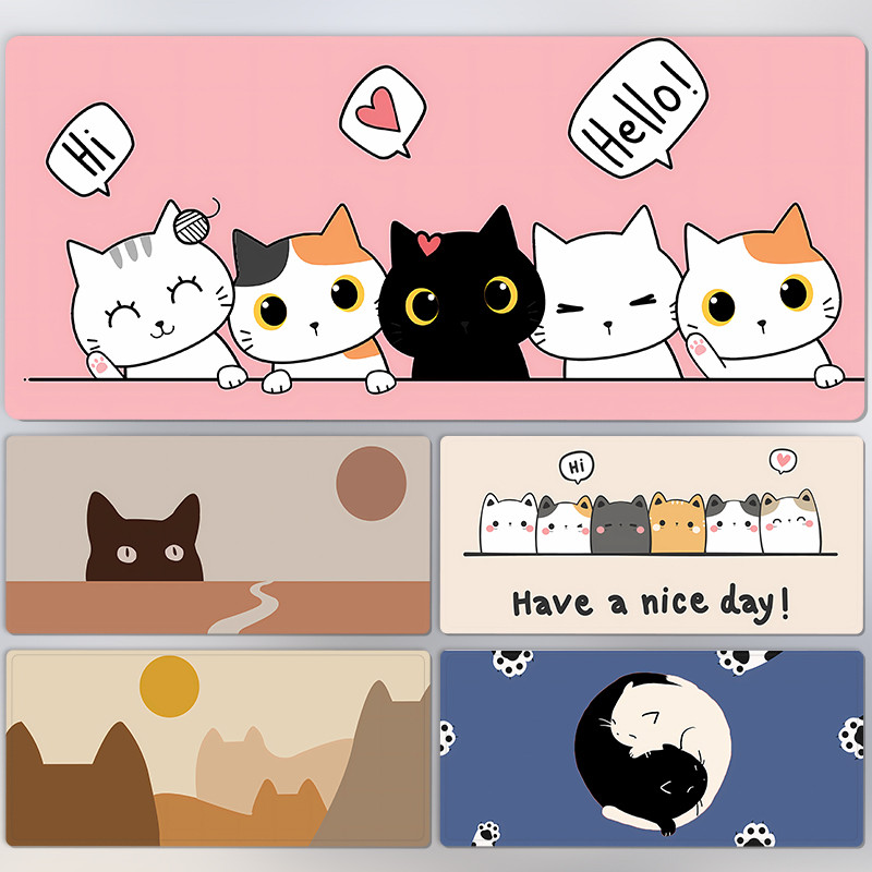 Cat Kawaii Mouse Pad Large Cute Girl Laptop Keyboard Pads Cartoon Lock ...