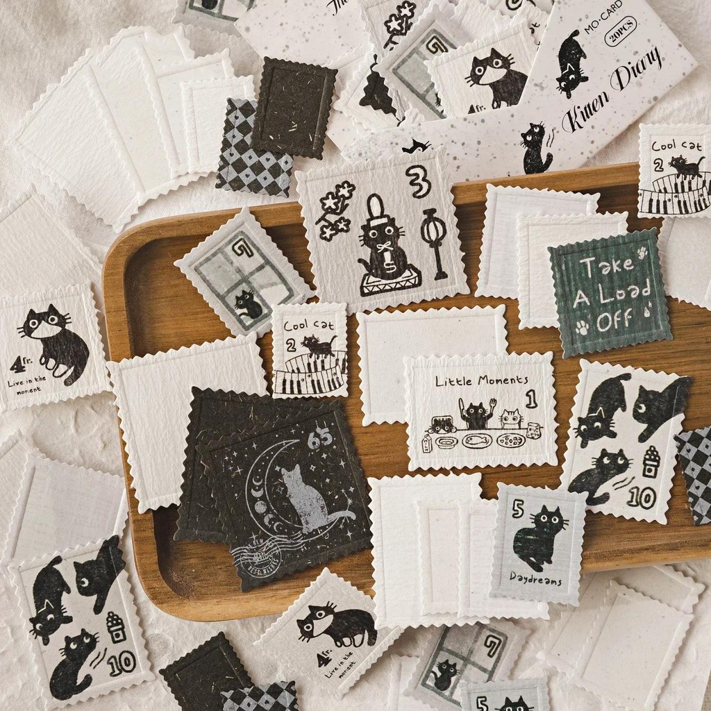JIANWU Paper Stamp Series Vintage Relief Stamp Landscaping Material ...