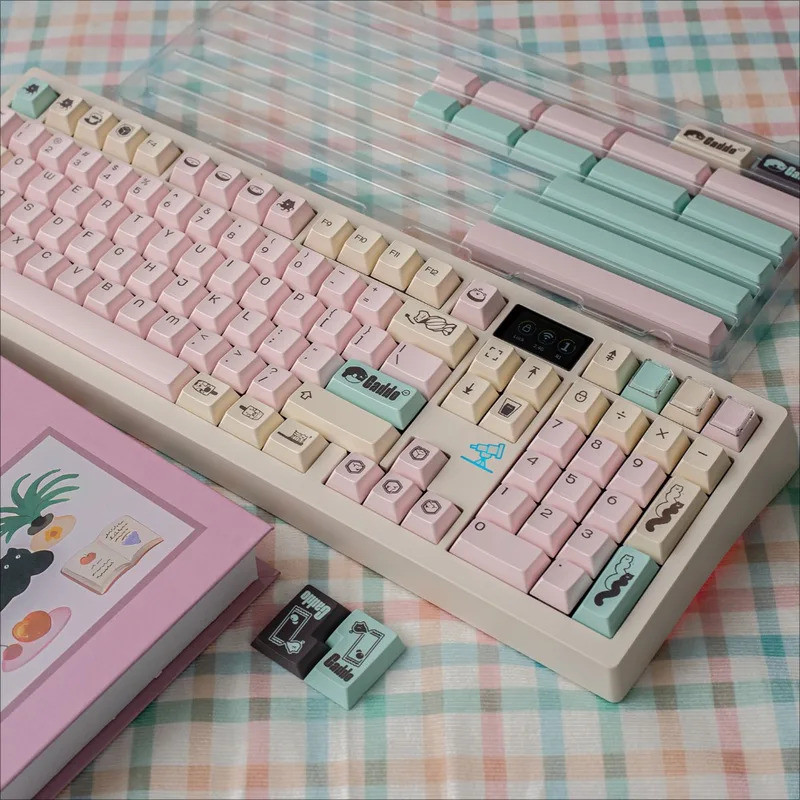 Keybyelab Original Cat Theme Keycap Set PBT Custom Cute Girl Keyboard ...