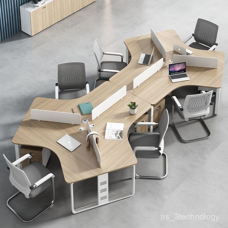 Creative Staff Table Simple Modern6Artificial Office Desk and Chair ...