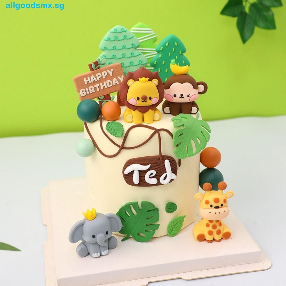 ALLGOODS Lion Monkey|Cake Topper, 3D Soft Rubber Animal Theme Cake ...