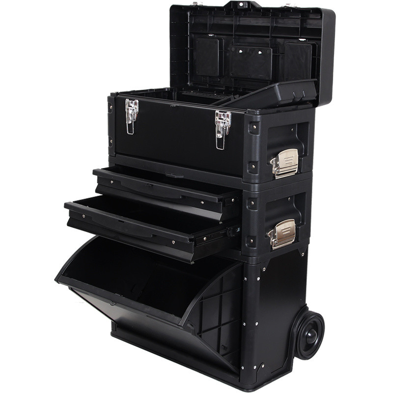 Three-Layer Combined Trolley Hardware Toolbox with Wheels Removable ...