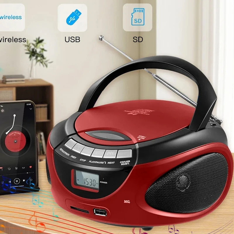 Multifunctional Portable CD Player, USB, TF Card Playback, Bluetooth ...