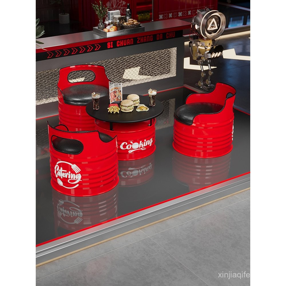 Industrial Style Bar Milk Tea Shop Table and Chair Combination Trending ...