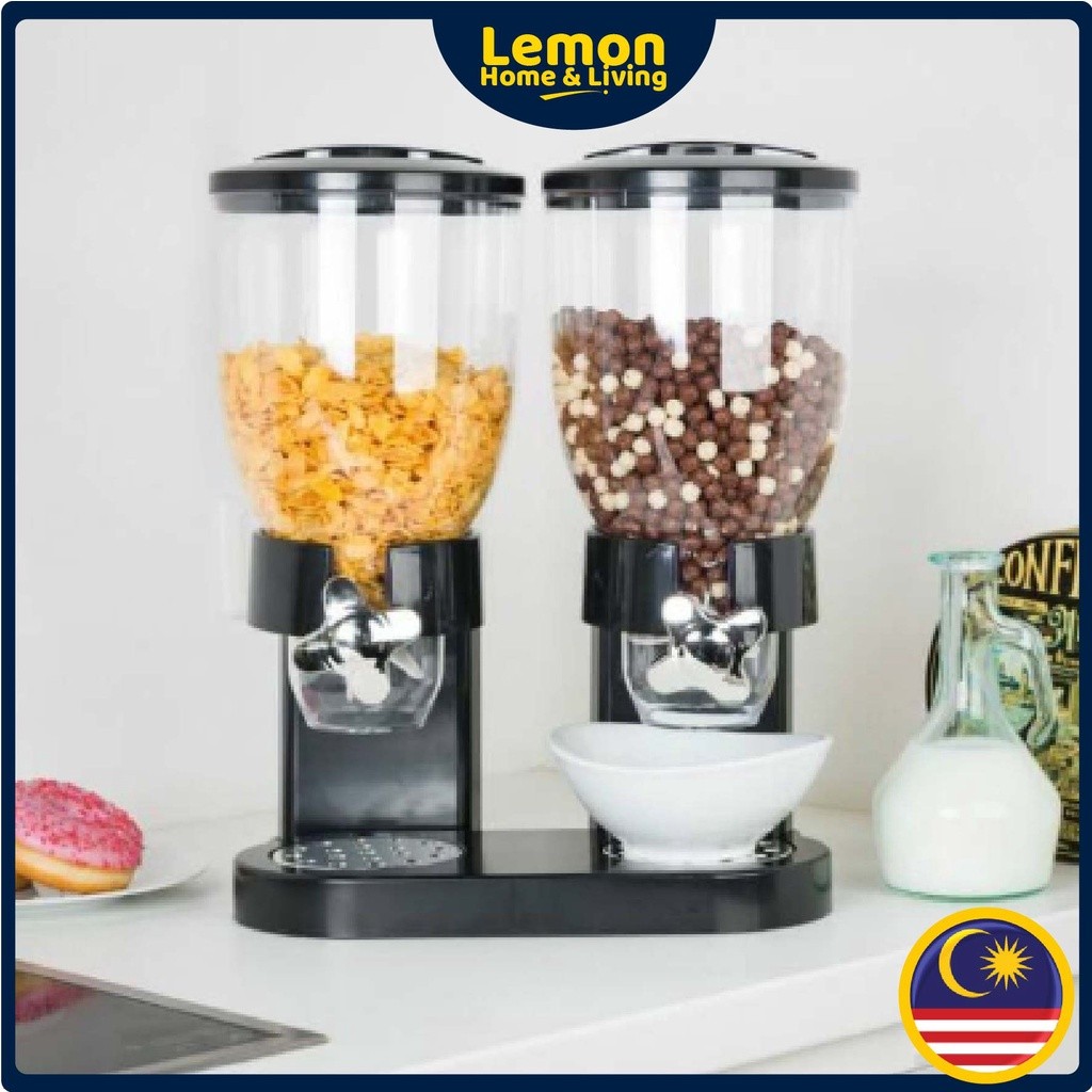 🍋 2in1 Tower Cereal Dispenser Candy Snack Cylinder Jars Dry Food ...