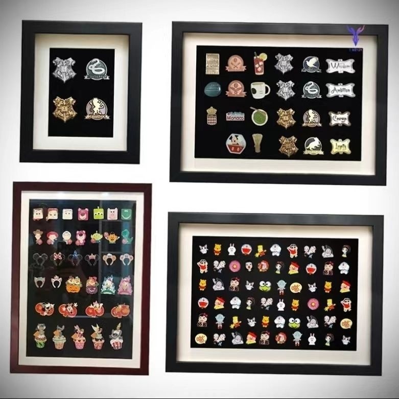 Badge Display Frame Solid Wood Medal Storage Box Disney Brooch Badge ...