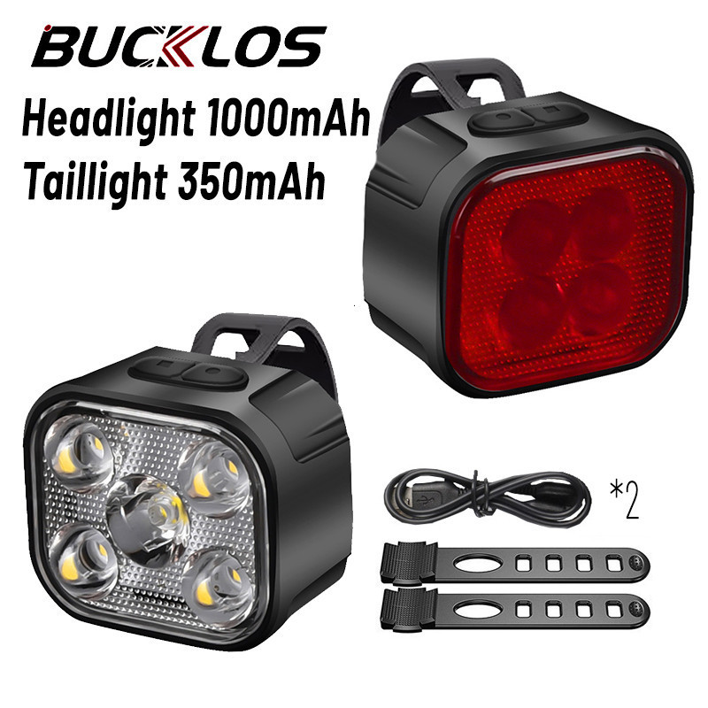 BUCKLOS Bicycle Front Rear Light Ultralight Mini Bicycle Light Set USB ...