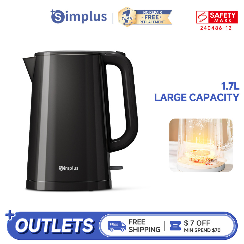 Simplus 1.7L Electric Kettle 1500w 304 Stainless Steel Auto Power Off ...