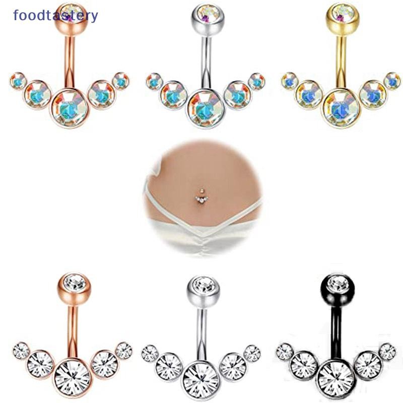 TERY Crystal Belly Button Rings Navel Ring Zircon Dangle Body Belly ...
