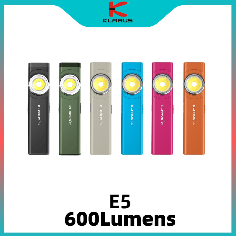 Klarus E5 COB Flashlights Magnetic Dual Light 600Lumens Torch 8 Lighting Modes USB C Recharge ...