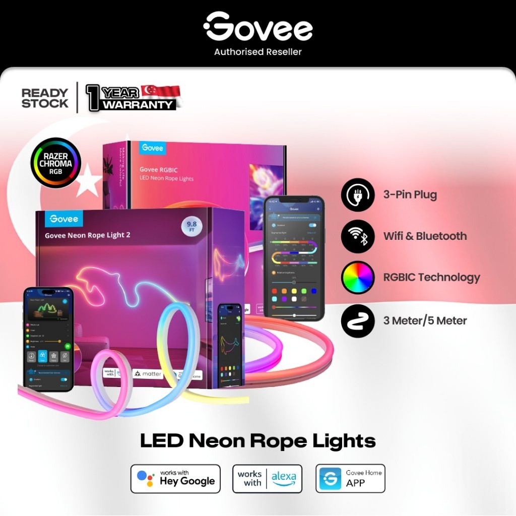 Govee Neon Strip Light w/MusicSync DIY Lighting Mode LED Light Strip ...