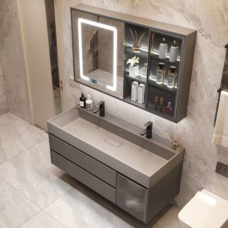 Light Luxury Bathroom Cabinet Set Modern Simple Bathroom Rock ...