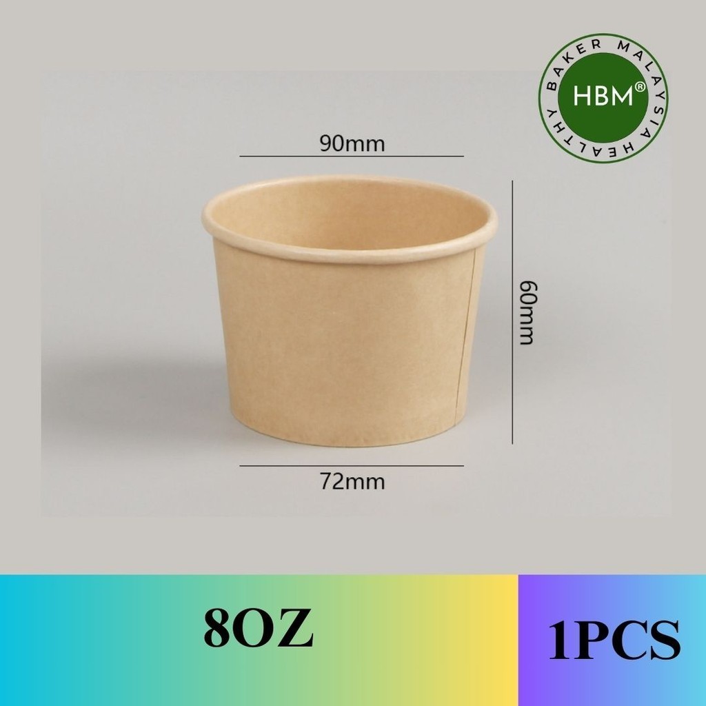 [Premium] Disposable Kraft Brown Paper Bowls Fruit Salad Bowl Food ...