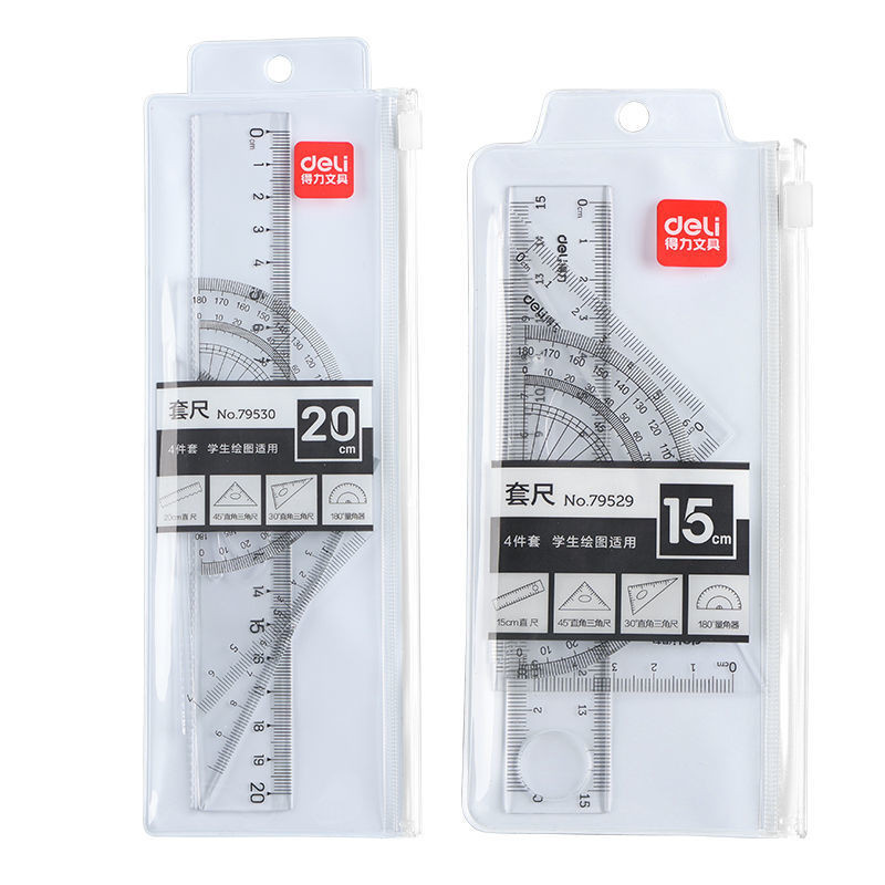 Deli Ruler Set Primary School Students Third Grade Ruler Protractor ...