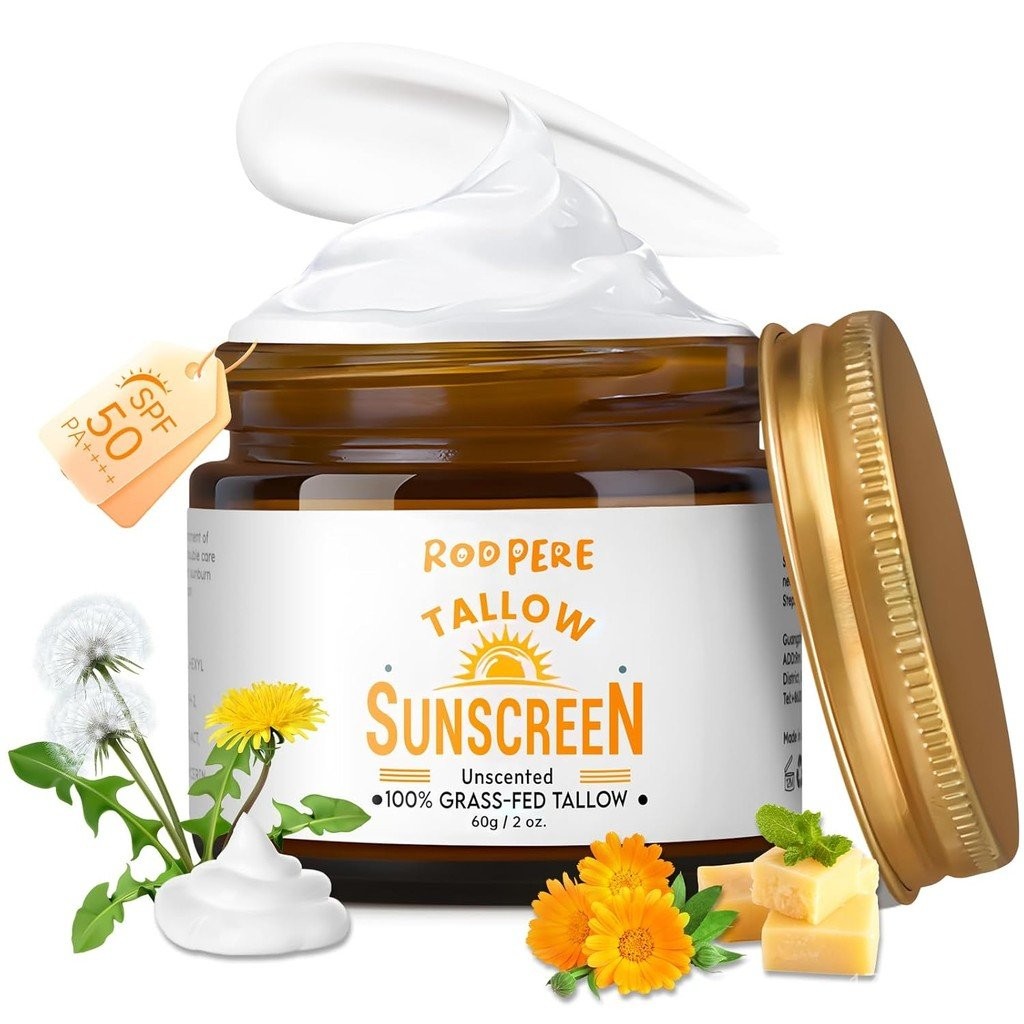 Beef Tallow Sunscreen SPF 50 For Face & Body, 2 oz Natural & Organic ...