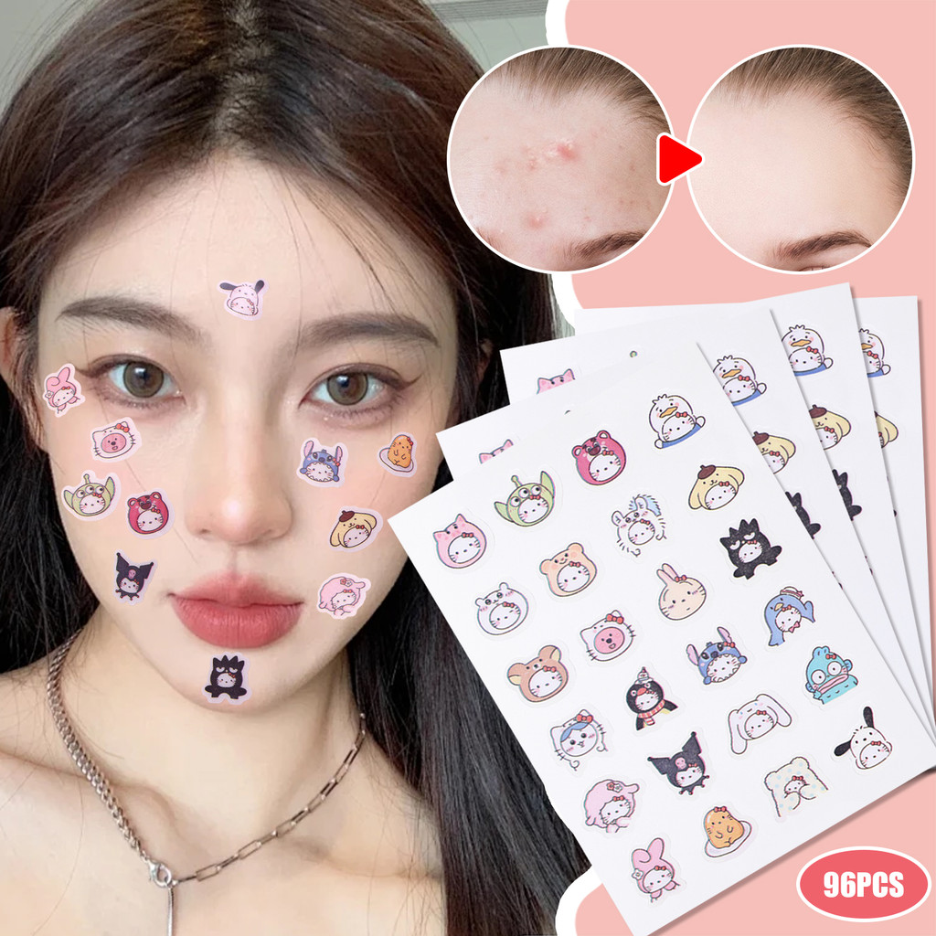 96Pcs/Pack Sanrio Kitty Acne Sticker - Self-Adhesive, Waterproof ...