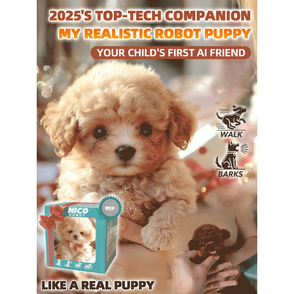 🐕Interactive Fun/Educational Play🌟【机器人小狗狗短毛绒公仔】Ultra Soft Robotic Puppy ...