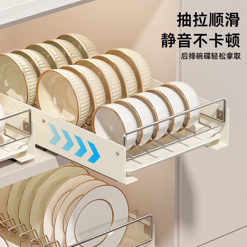 Q-6/Stainless Steel Cabinet Pull-out Dish Draining Rack Punch-Free Dish ...
