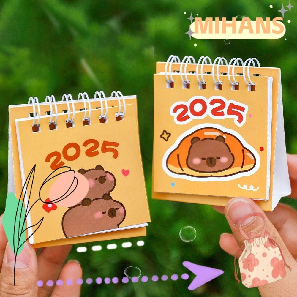 MIH 2025 Calendar, Cartoon Capybara Mini Desktop Calendar, Cute ...