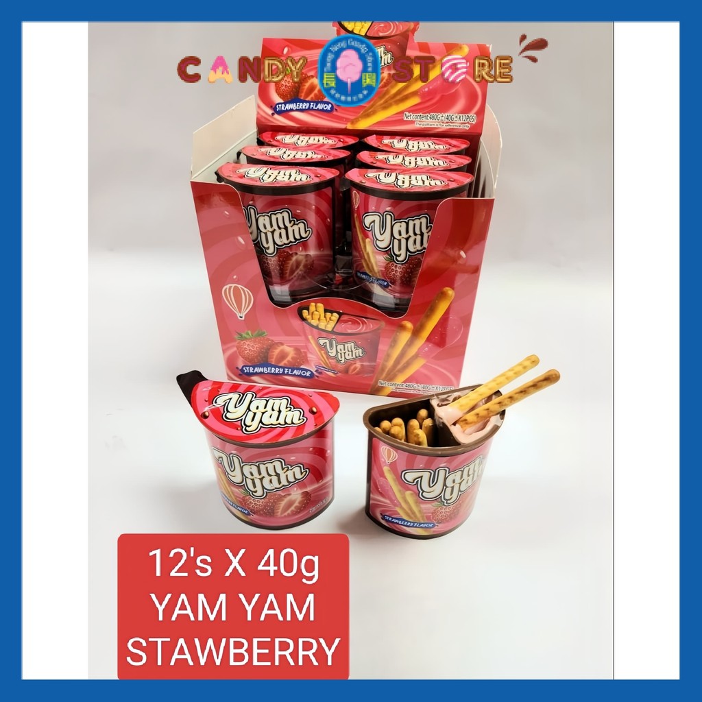 12pcs Yam Yam Strawberry Sauce Cookies Stick (Biscuit Batang Strawberry ...