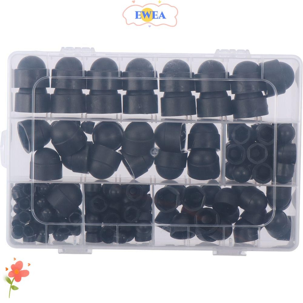 EWEA 160Pcs Screw Caps, Black Plastic Bolt Covers, Nylon Insert Locknut ...