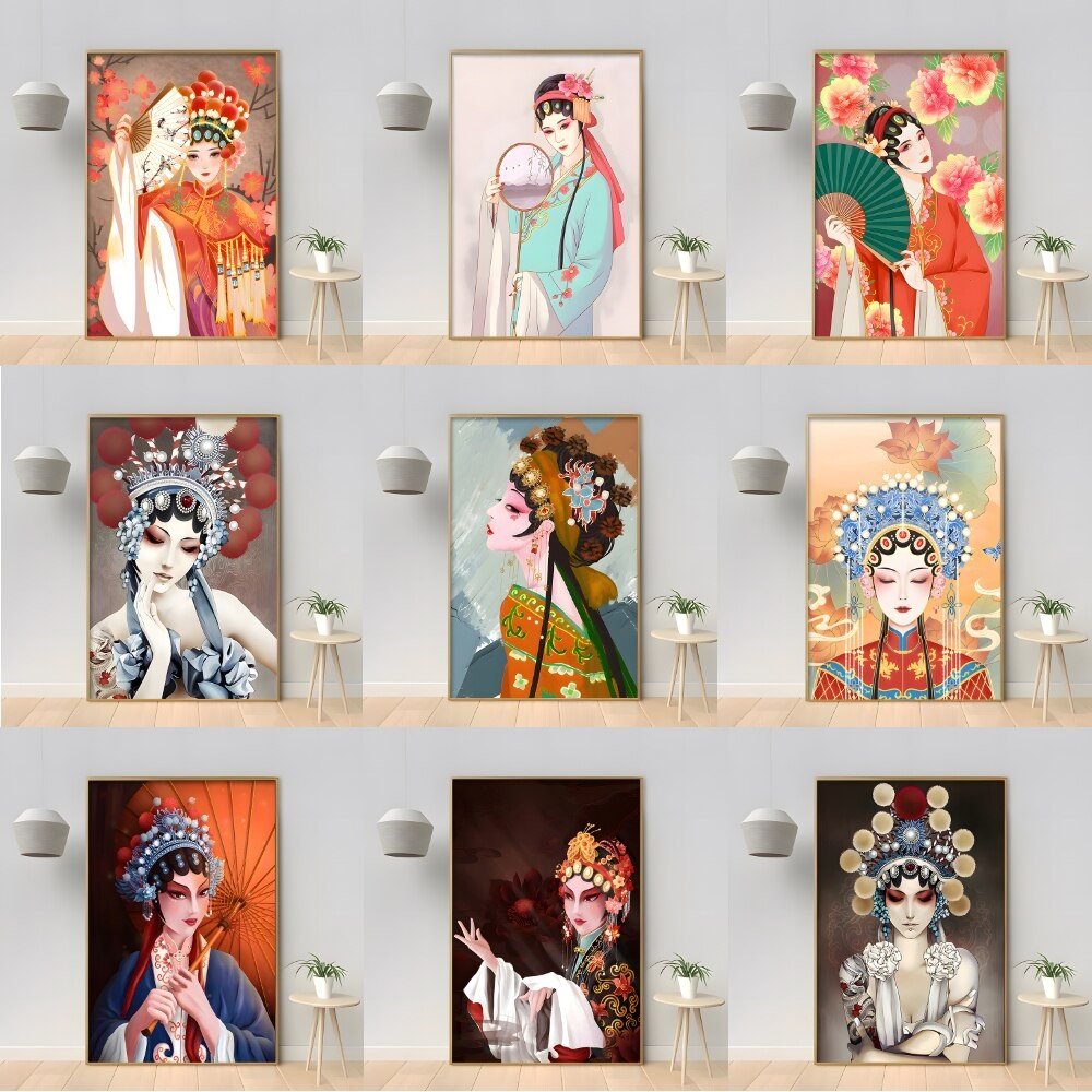 Chinese Opera Art Poster Canvas Painting Prints for Bedroom Corridor ...