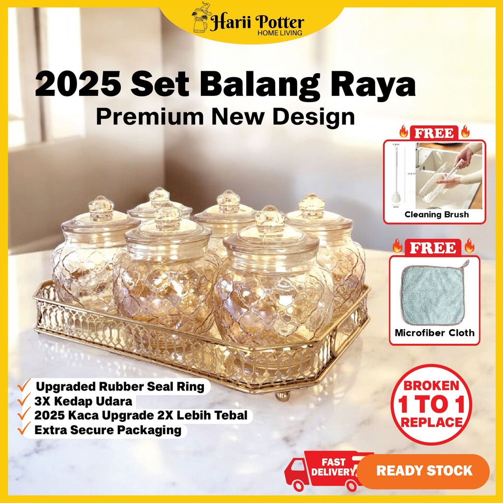 Airtight Kuih Raya Jar Set Viral Raya Cake Container Set 2025 Glass Jar ...