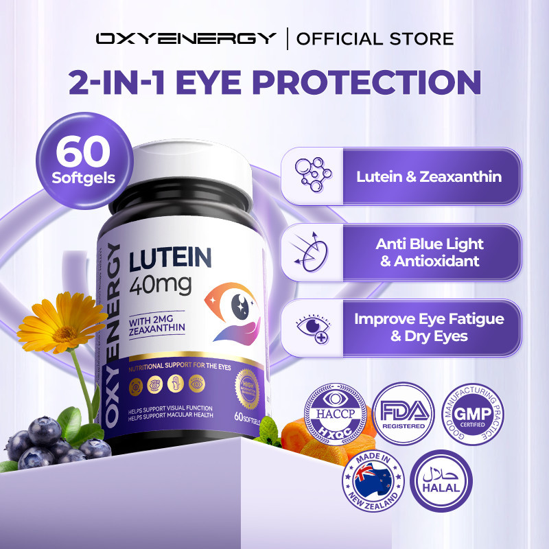 Oxyenergy Lutein with Zeaxanthin 60's Protect Eyes Blue Light Blocking ...