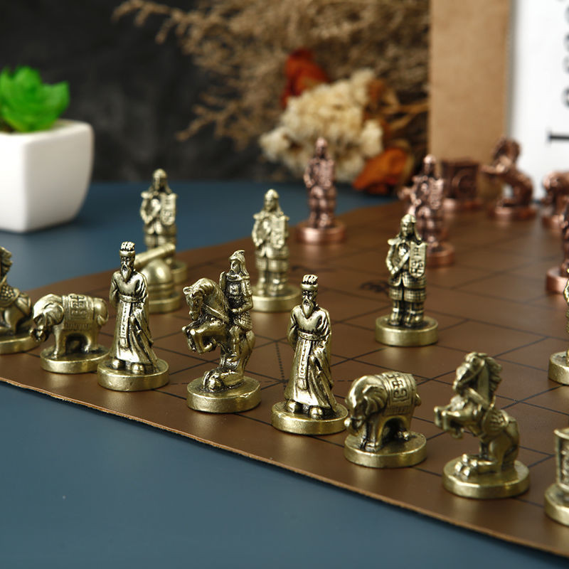 Creative Gift Chinese Chess Set Retro Metal Three-Dimensional Character ...