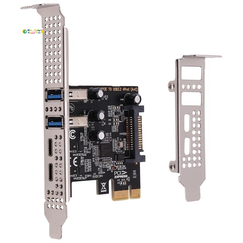 PCI Expansion Card PCIE Card 4-Ports (Type-C+A) USB 3.2 Expansion Card ...