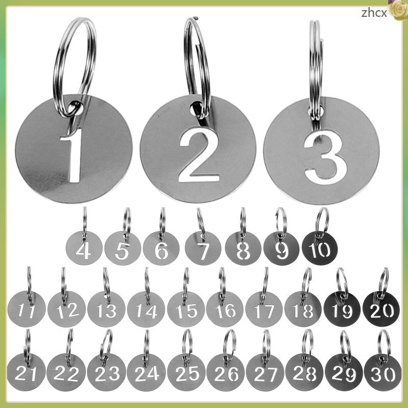 Stainless Steel Number Plate Label Round Numbered Tags Keychain Labels ...
