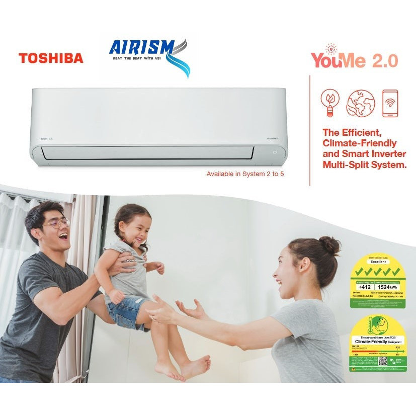 TOSHIBA YOUME SYSTEM 4 R32 INVERTER AIRCON (5 TICKS) - SUPPLY ONLY | Shopee Singapore